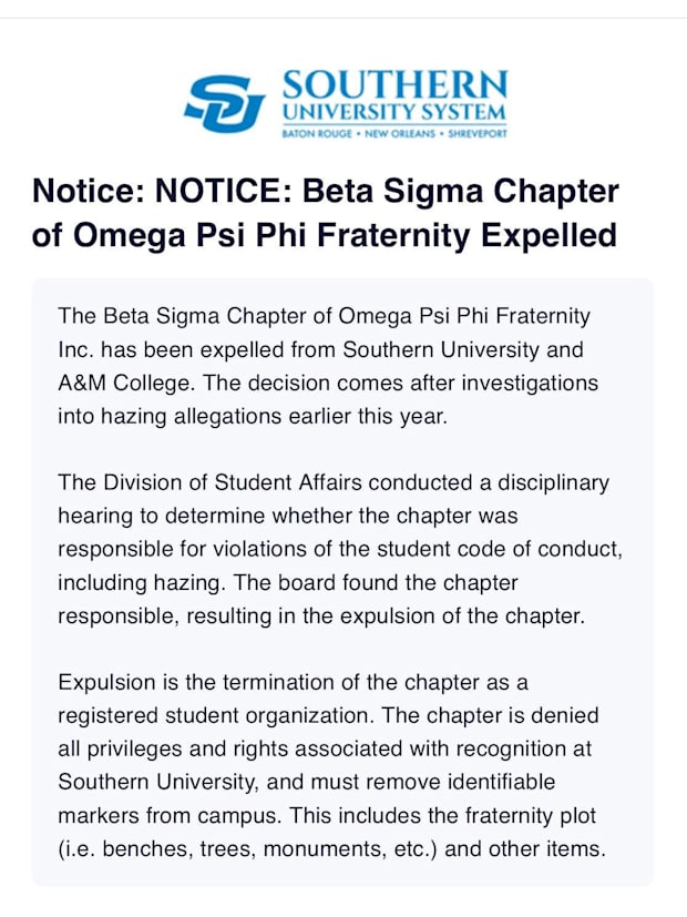 Southern University Expels Iconic Fraternity After Tragic Hazing Incident