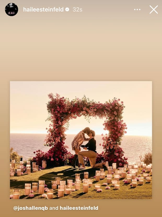 Hailee Steinfeld shows off up-close giant rock ring in Josh Allen ...