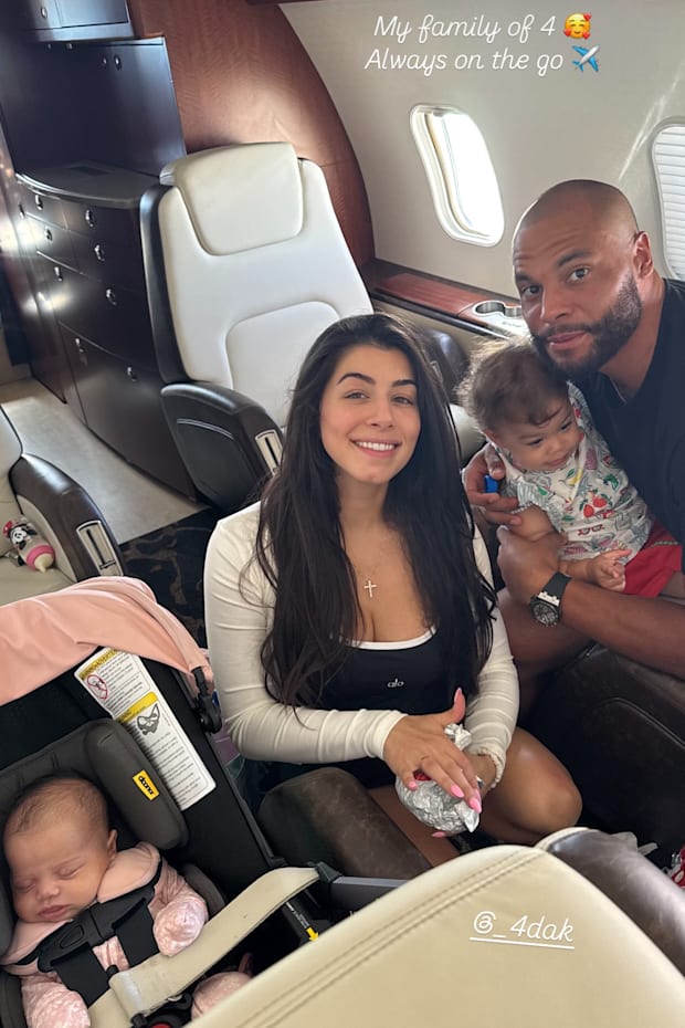 Dak Prescott's fiancée Sarah Jane shows off their 'bffs' baby girls hugging