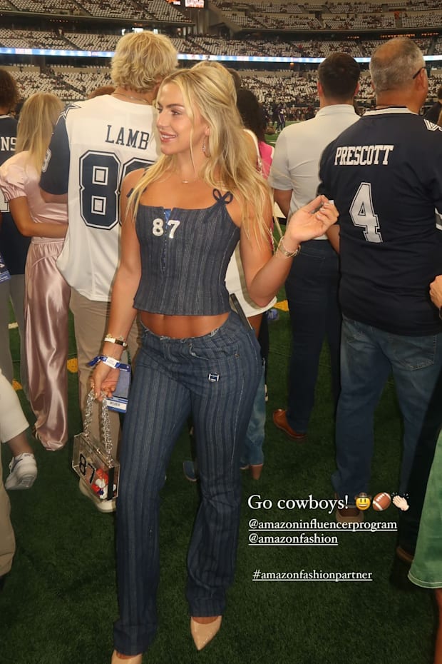 Haley Cavinder shows Cowboys spirit in custom two-piece fit