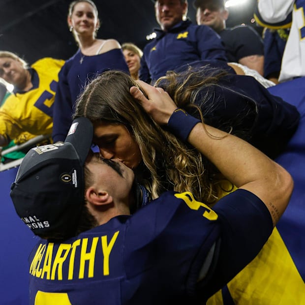 J.J. McCarthy’s fiancée Katya shares baby kissing their giant dogs with ...