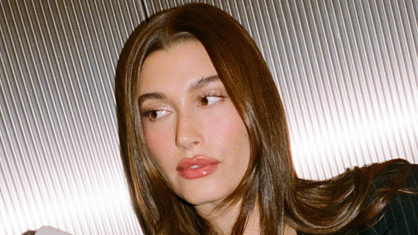 Hailey Bieber Steals the Show at LA Rhode Pop-Up in Deep Brown Leather ...