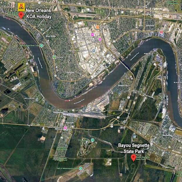 New Orleans KOA & Louisiana Delta Fishing | RV Travel & Food Guide