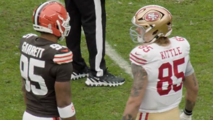Mics Caught George Kittle Pleading With Myles Garrett Amid Sack Record ...