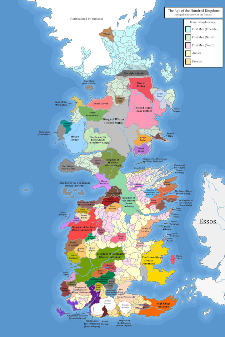 Fan-made Westeros maps before Game of Thrones, during the Age of the Hundred Kingdoms