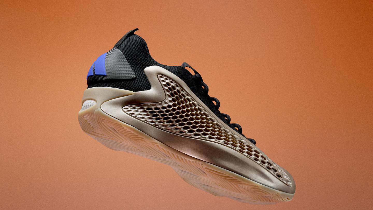 The adidas Anthony Edwards 1 Low "Champagne Metallic" drops this weekend