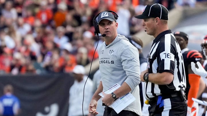 Who are the announcers and referees for Bengals vs. Ravens today?