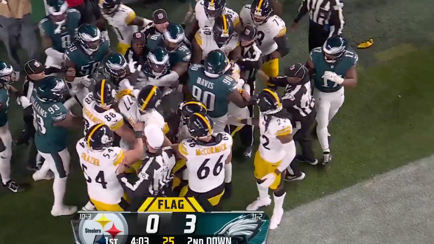 Darnell Washington Sparks Steelers-Eagles Fight With Fierce Block on ...