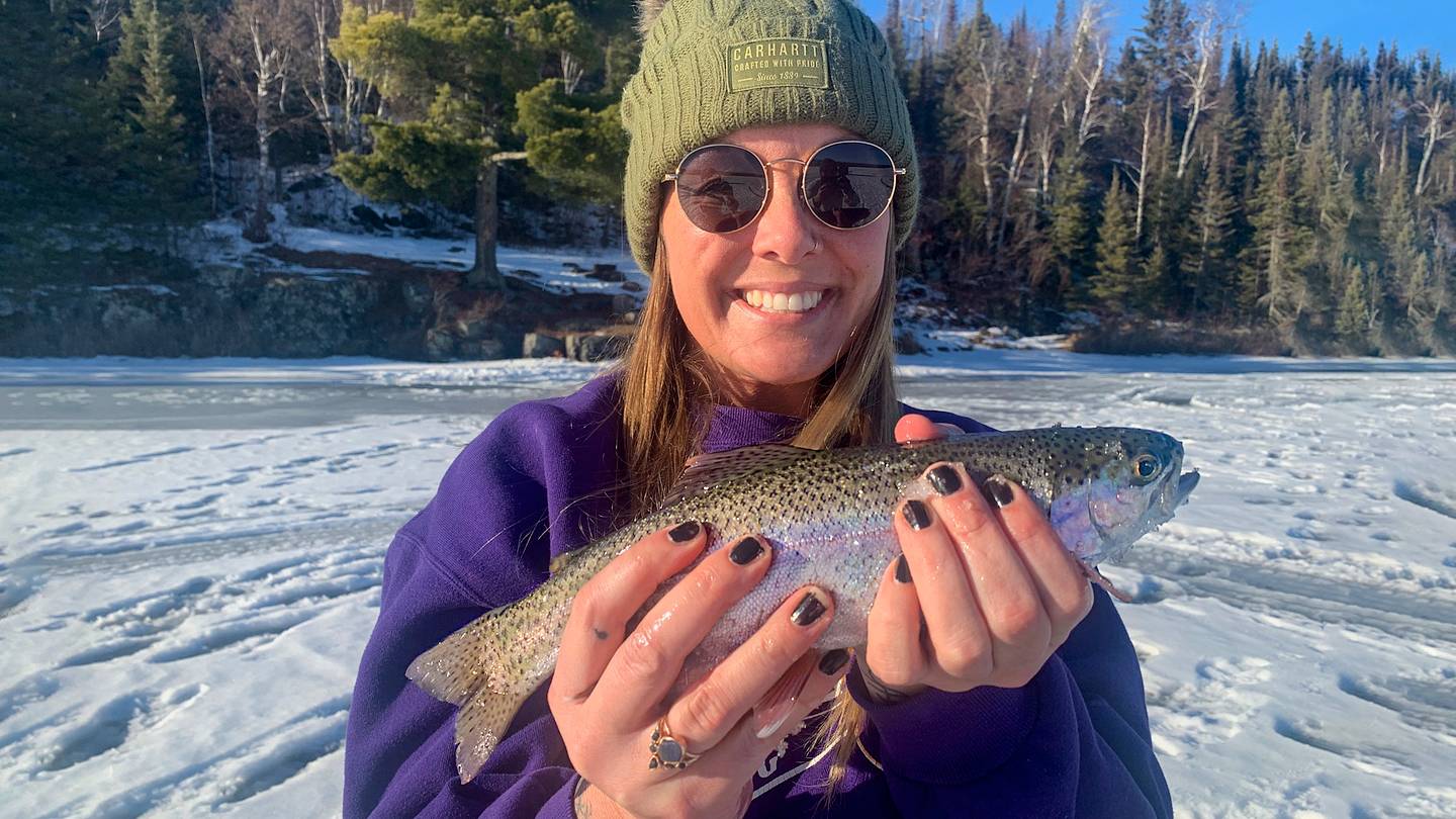 Ice fishing for stocked rainbow trout