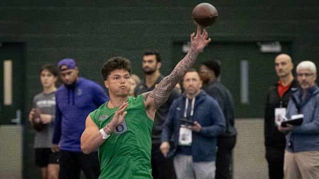 San Francisco 49ers John Lynch Attends Oregon Ducks Pro Day: Dillon Gabriel Interest?