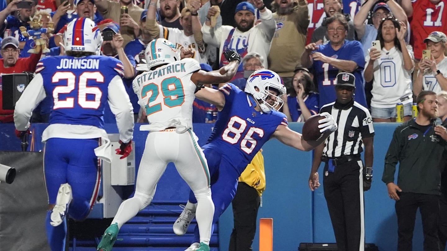 Bills' Josh Allen produces highlight TD & milestone for Jackson Hawes ...