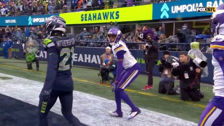 Watch: Justin Jefferson flagged for Griddying at Seahawks' Witherspoon