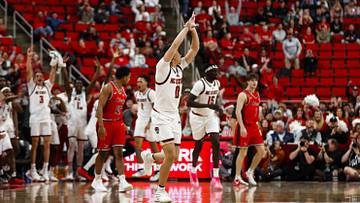 Dec 6, 2025; Raleigh, North Carolina, USA;NC State Wolfpack guard ...