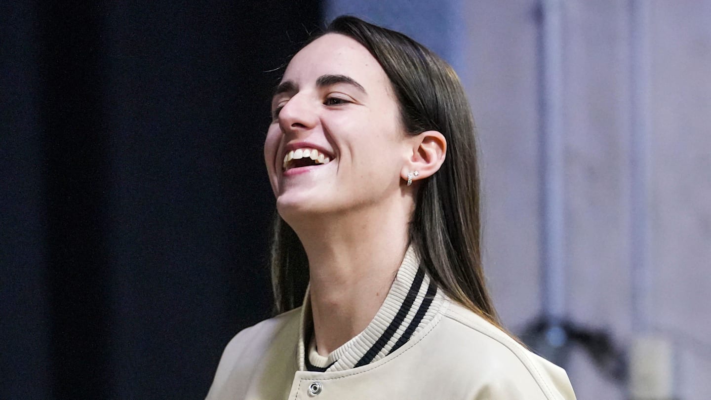 Caitlin Clark shows off Prada miniskirt, letterman jacket WNBA pregame ...