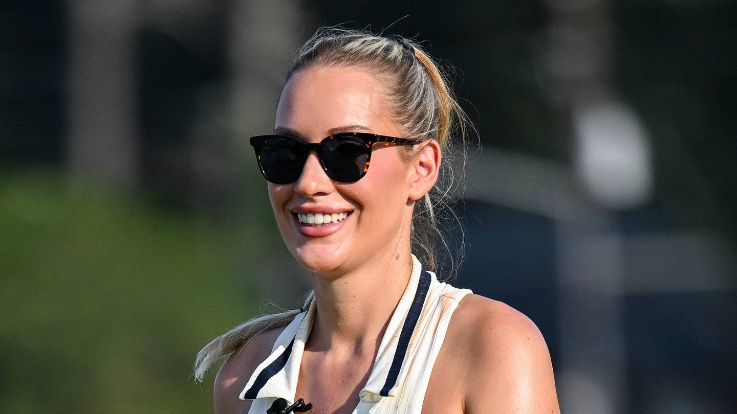 Paige Spiranac Brings Tenniscore To The Golf Course In White Mini Skirt 2092