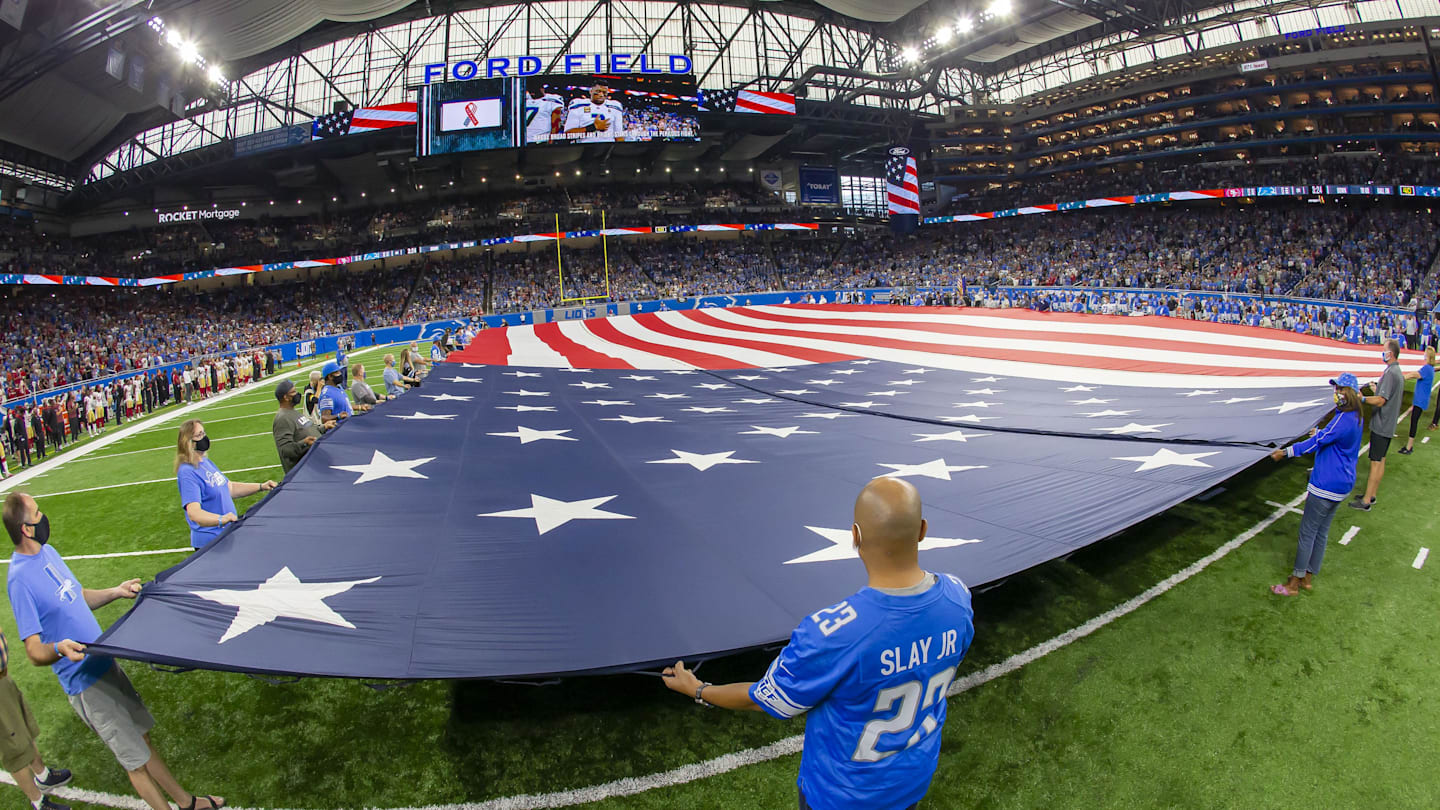 Detroit Lions ejected 'flag guy' at halftime of Packers game.