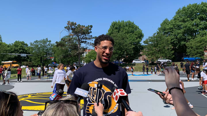 Pacers star Tyrese Haliburton helps unveil renovated basketball court ...