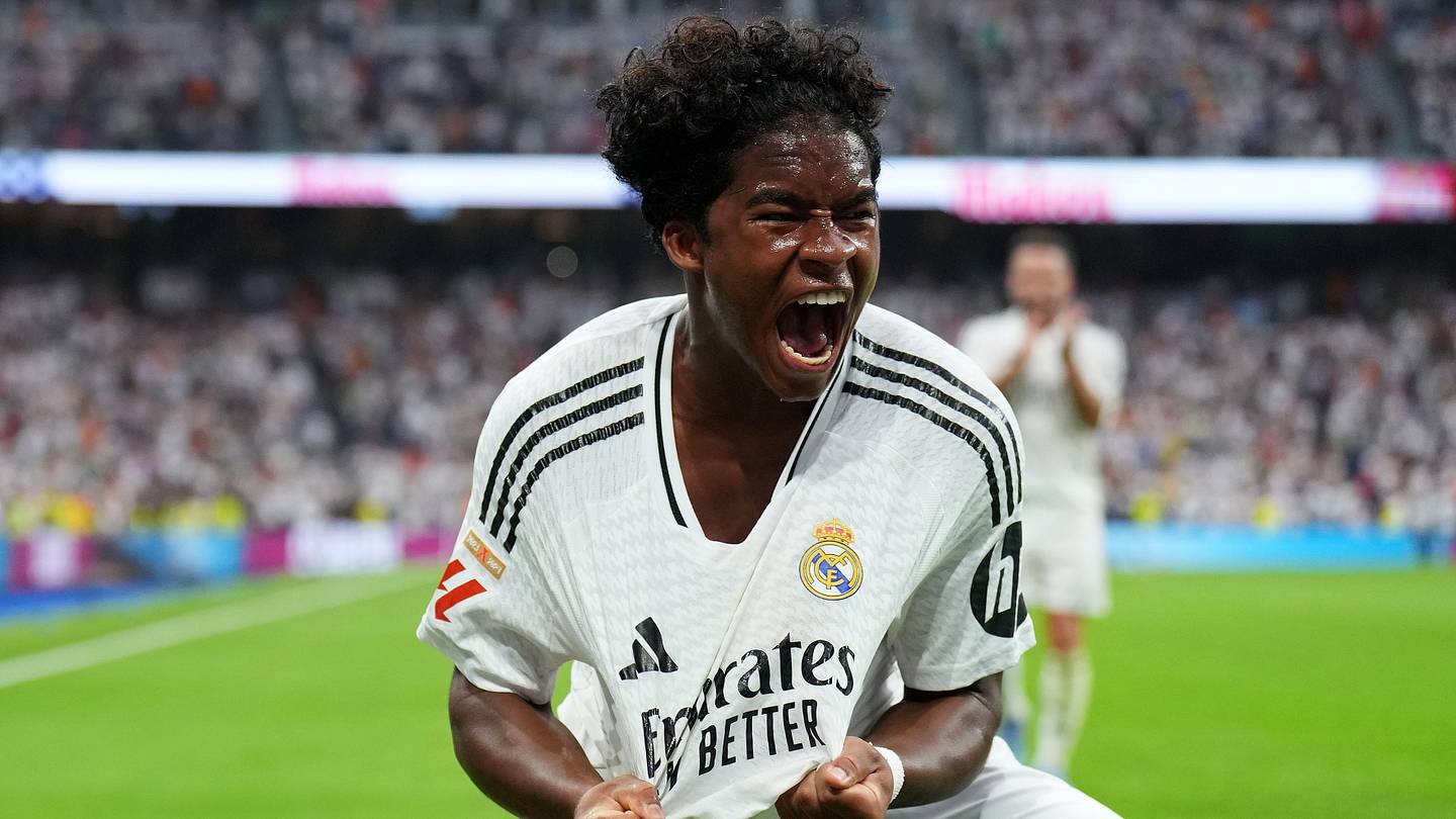 Endrick reacts to first Real Madrid goal after setting historic club ...