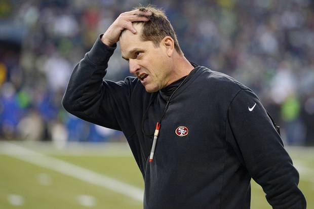 Creepy Jim Harbaugh peeking from Chargers sidelines goes instantly viral