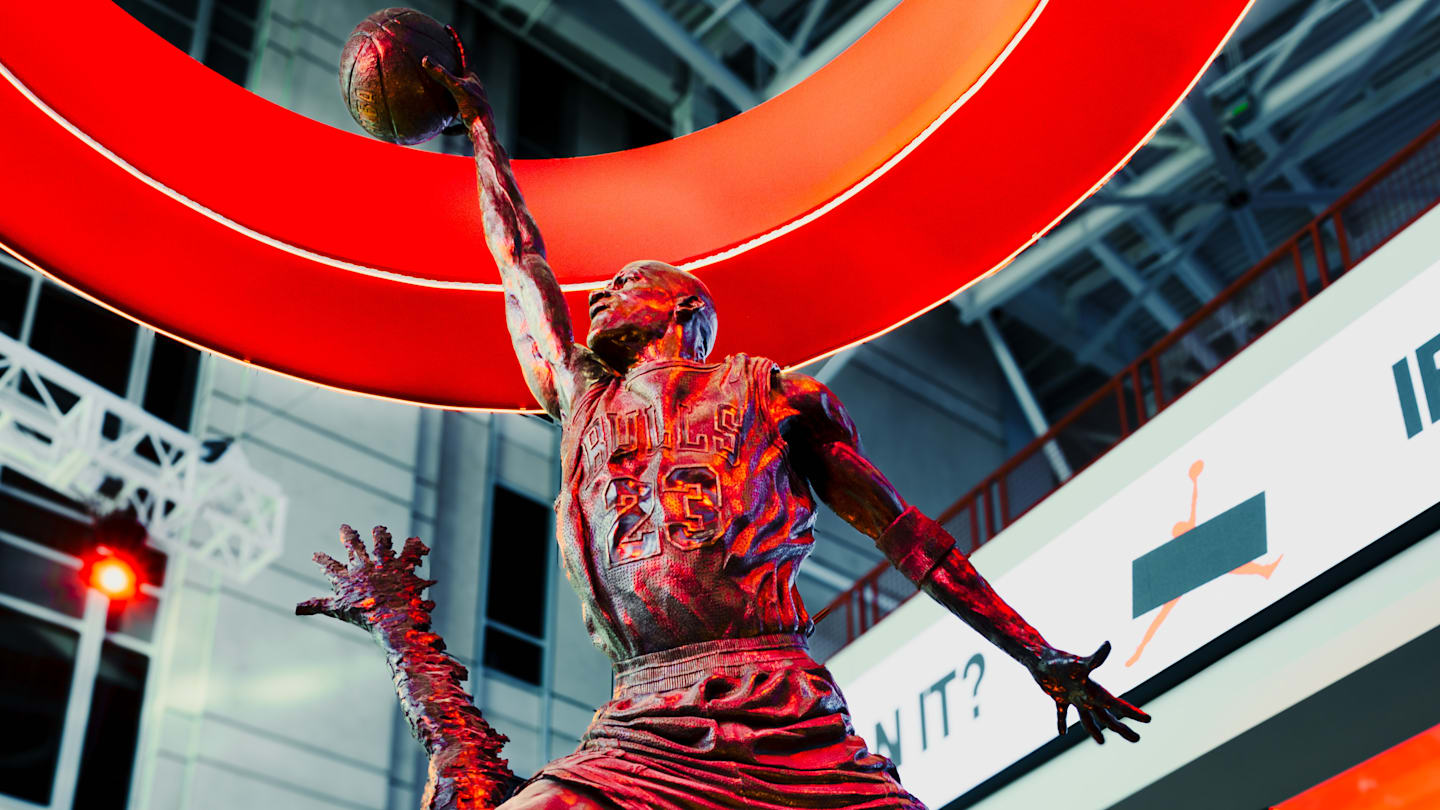 The Sneakers on Michael Jordan's Statue Have Been Blacked Out