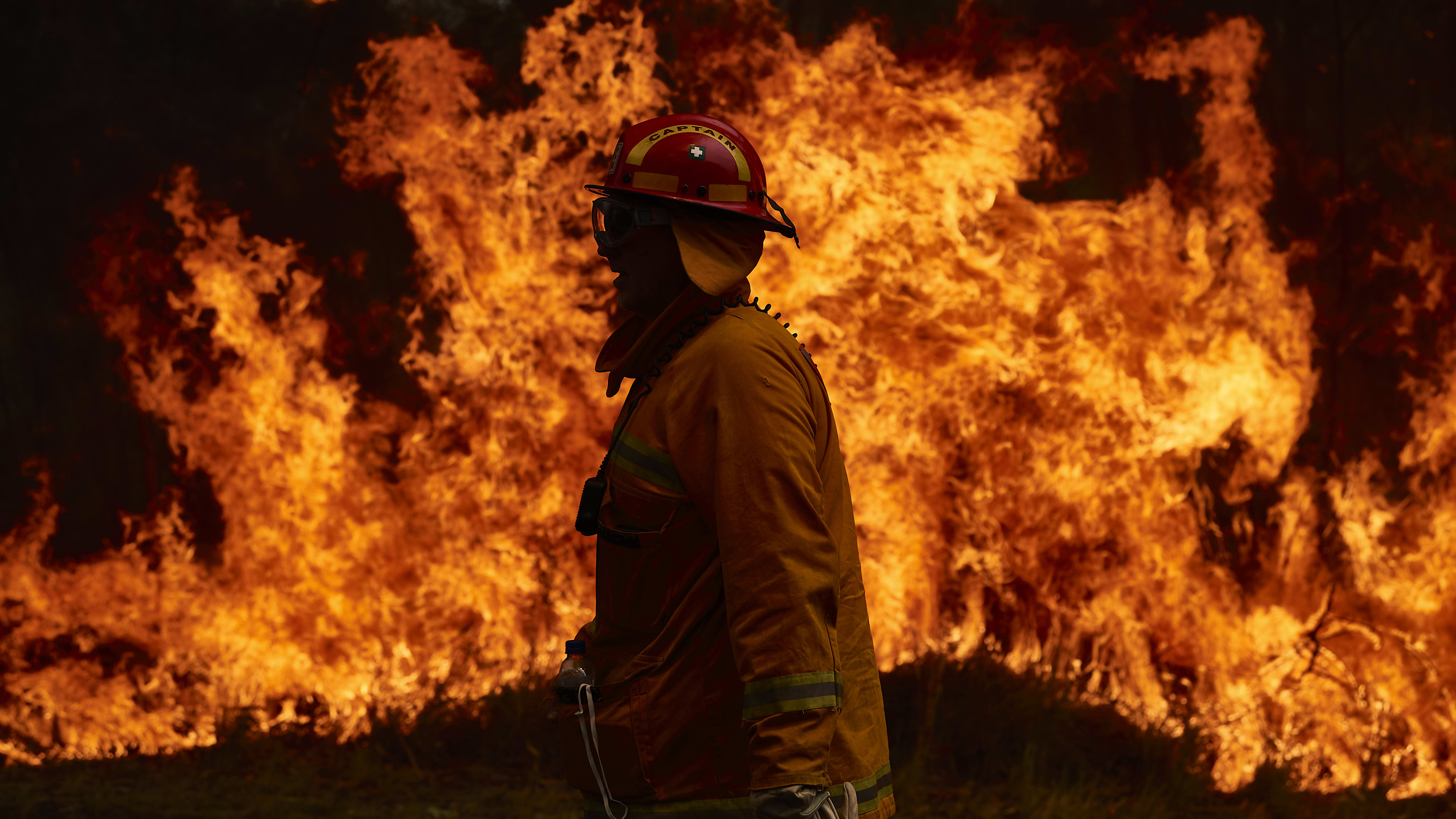 fireman fighting fire