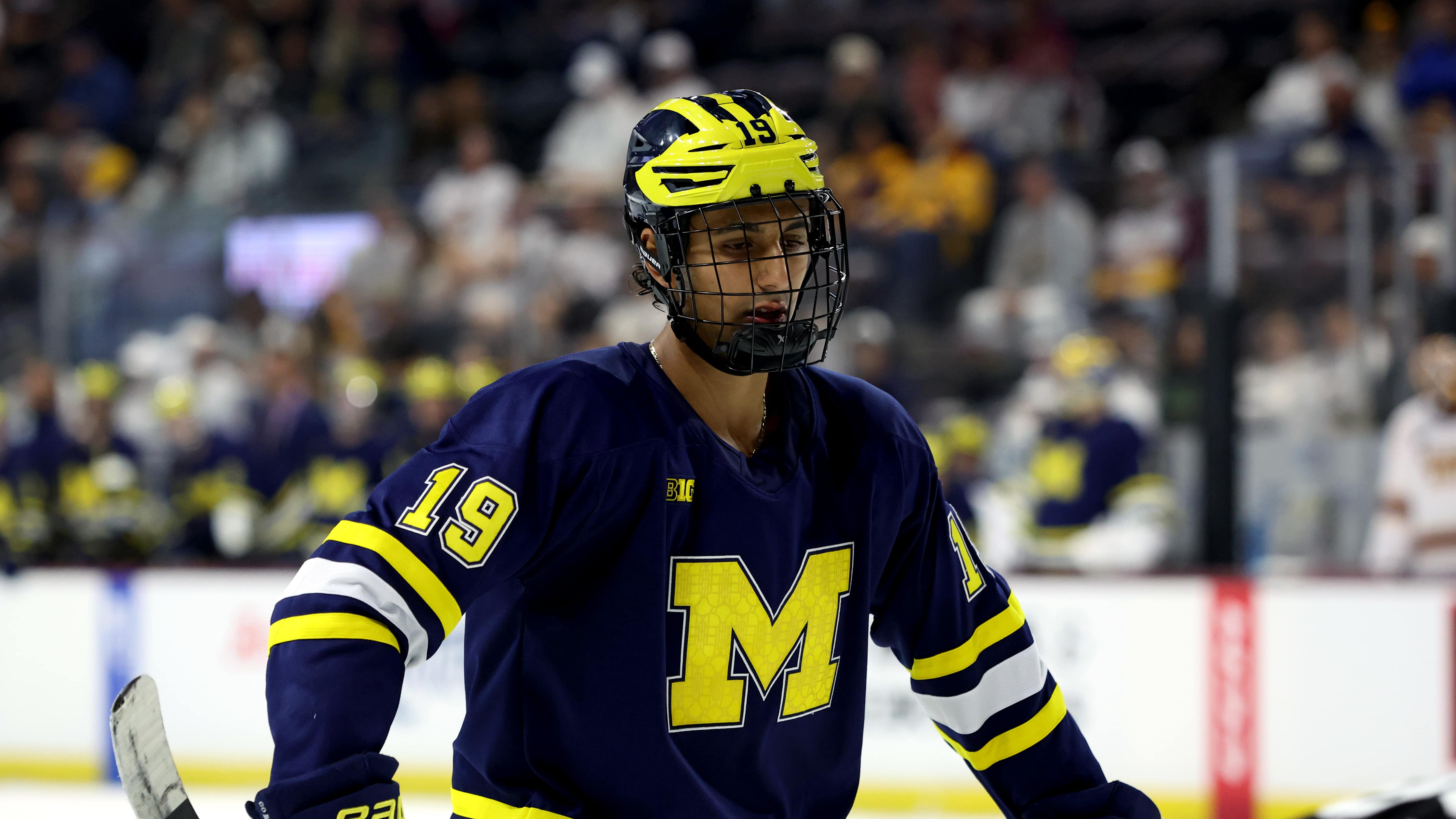 Michigan head coach Brandon Naurato praises Michael Hage's off-puck play