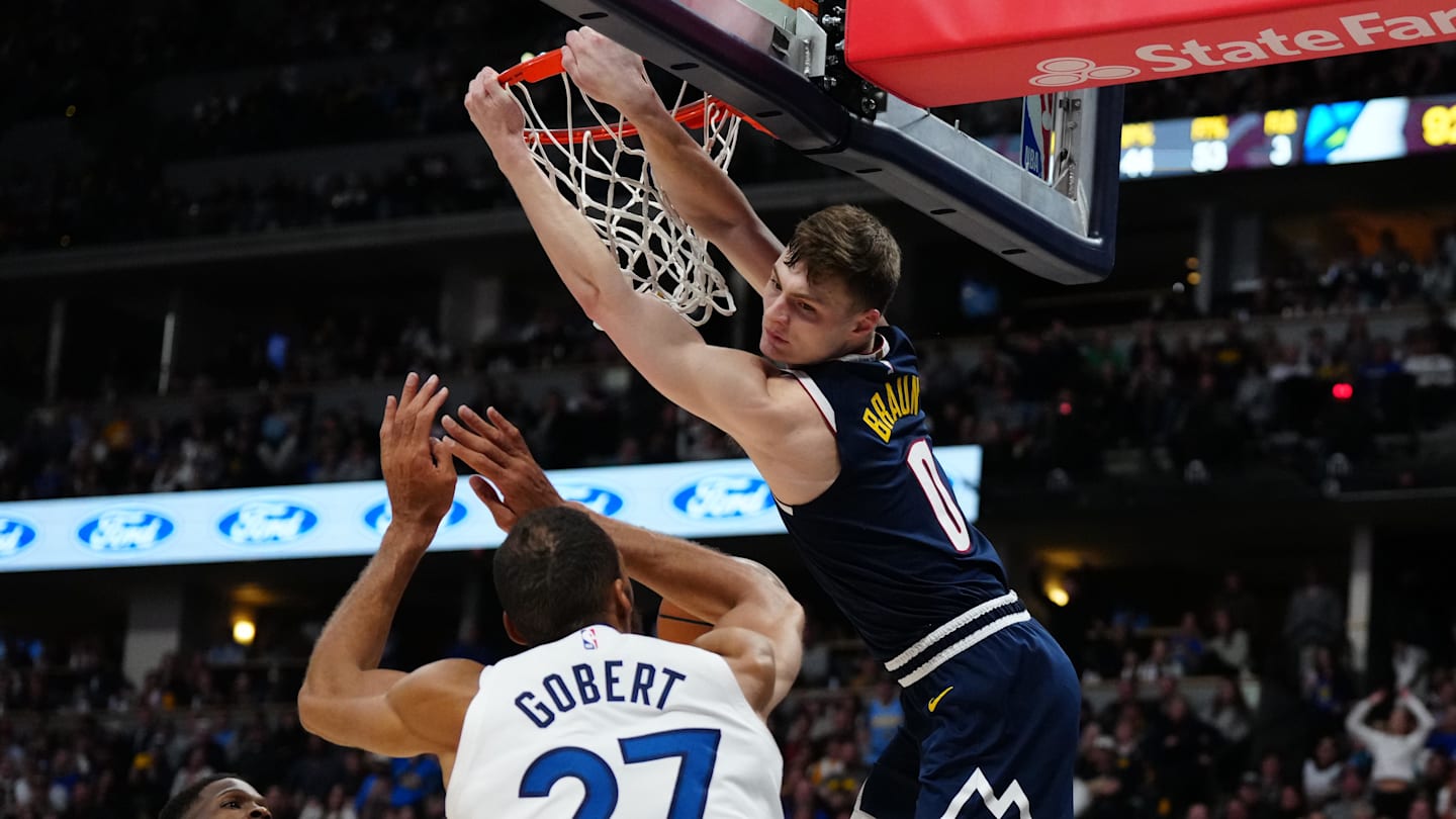 Christian Braun's Highlight Reel Slam over Rudy Gobert Had NBA Fans ...