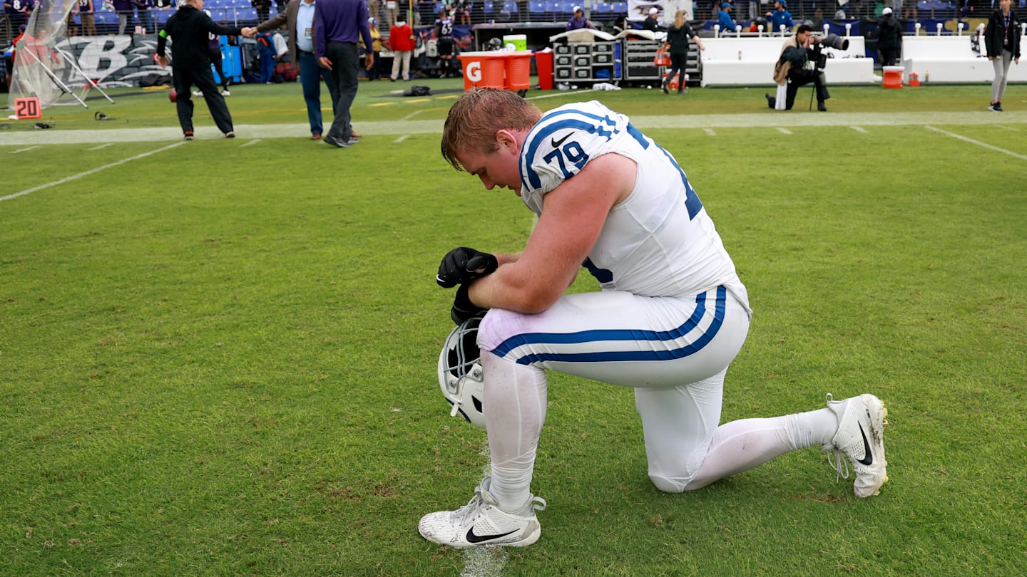 Bernhard Raimann's emotional response after Colts win in Germany is ...