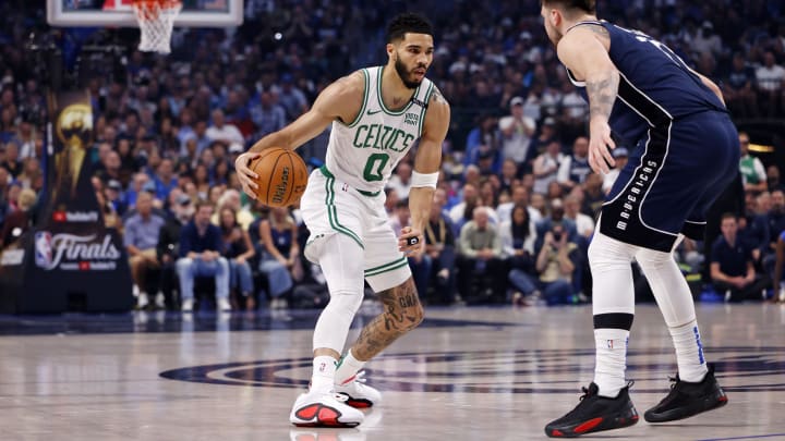 Jayson Tatum Rocks "Red Cement" Jordan Sneakers in NBA Finals