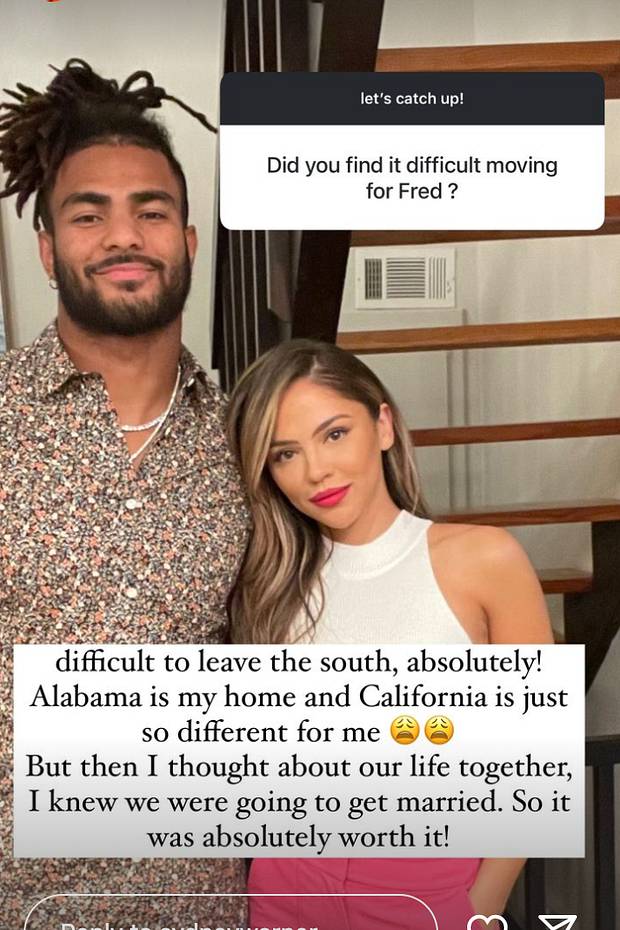 Fred Warner's wife Sydney answers 'difficult' fan question in killer ...