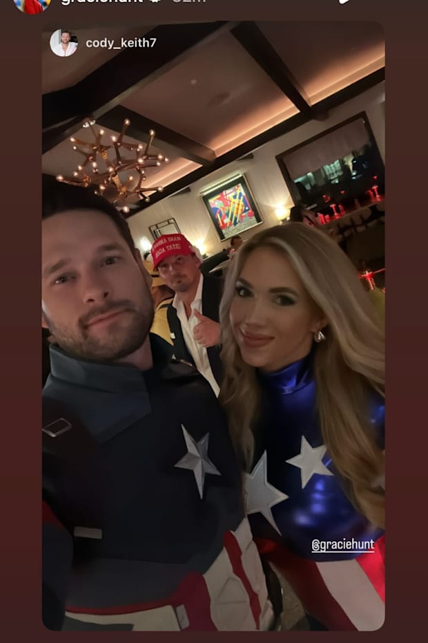 Gracie Hunt goes Halloween superhero twins with boyfriend in 'Team USA' costumes