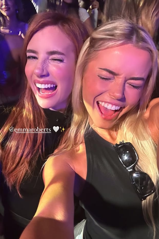 Livvy Dunne slays Chiefs-red top at Super Bowl 2025 with Paul Skenes