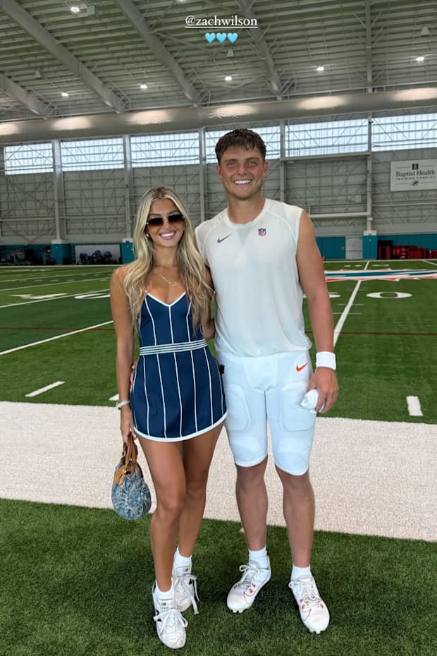 Jets bust Zach Wilson’s wife Nicolette slays strapless gown after ...