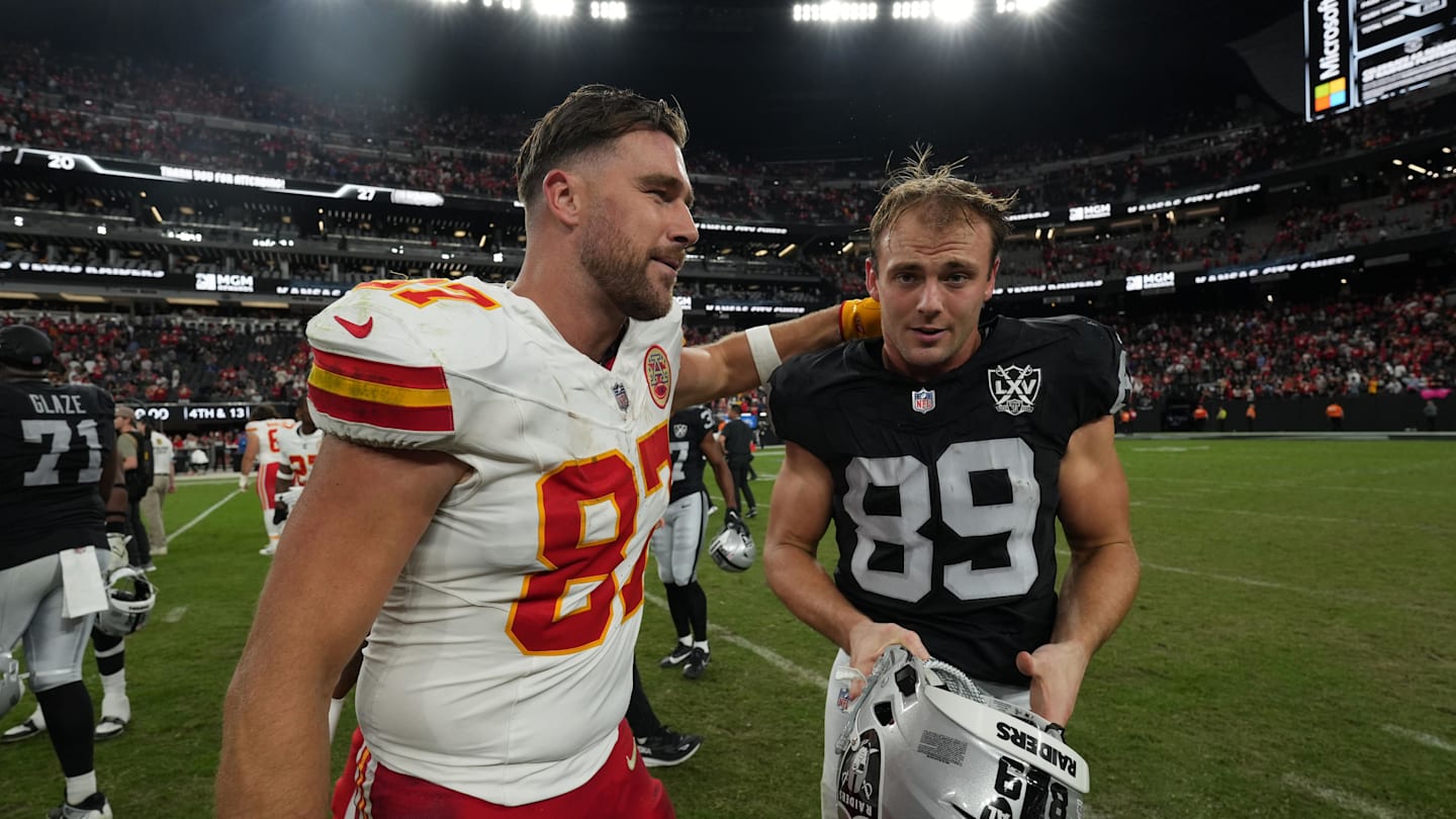 Travis Kelce Gives Flowers to Brock Bowers Following Chiefs vs Raiders
