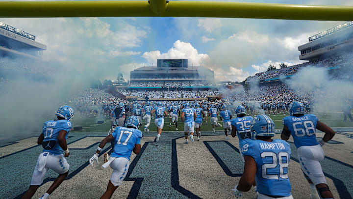 Helmet Stickers for the UNC football program's victory over Charlotte
