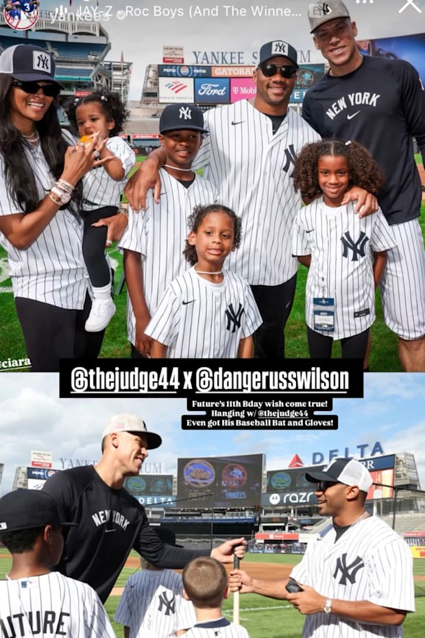 6-foot-7 Yankees star Aaron Judge makes Russell Wilson look tiny vs. Mets