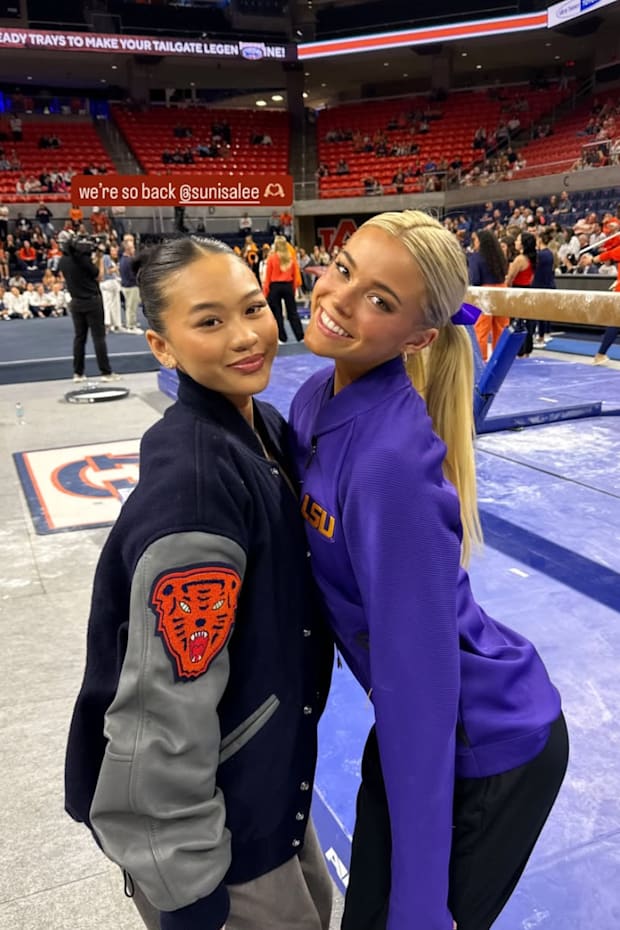 Sunisa Lee wows in sick Auburn jacket posing with LSU’s Aleah Finnegan