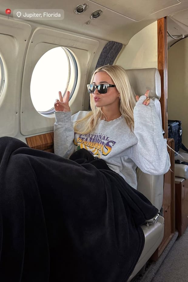 Livvy Dunne flexes private jet life in cozy casual LSU fit, beaming smile