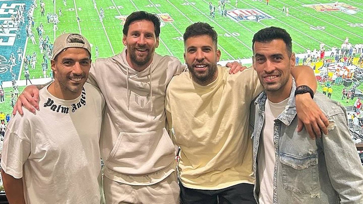 Inter Miami's Lionel Messi, Jordi Alba, Luis Suarez and Sergio Busquets ...