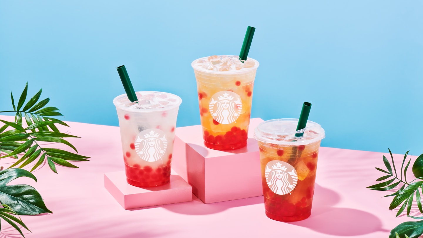 Shake up new ways to enjoy Starbucks beverages with its raspberry pearls