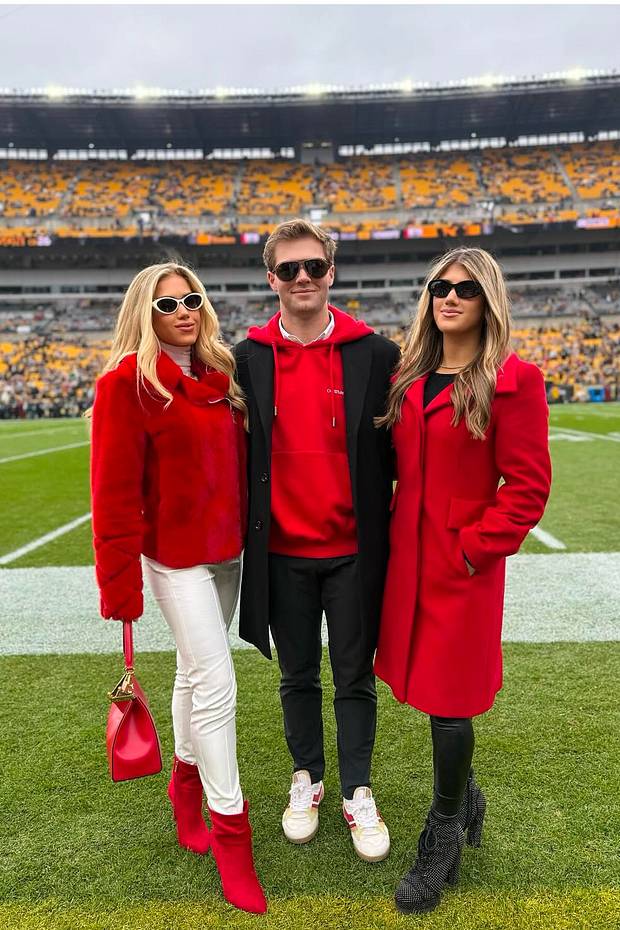 Gracie Hunt, sister Ava stand out in red fits at brother Knobel’s SMU ...