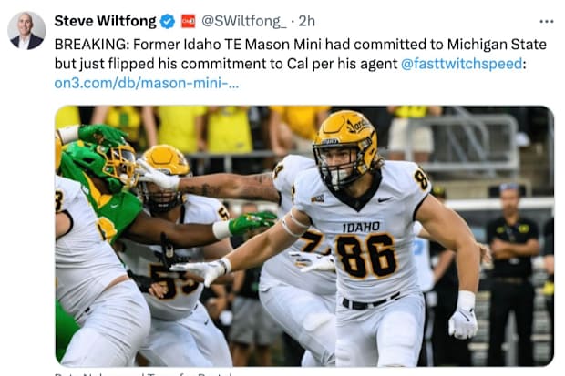 Bay Area TE Mason Mini Flips From Michigan State to Cal