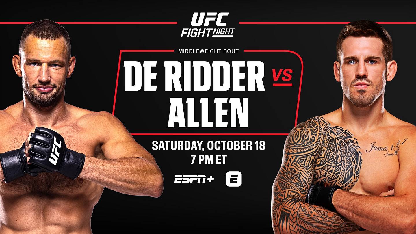 UFC Vancouver: de Ridder vs. Allen full card, odds, start time, how to ...