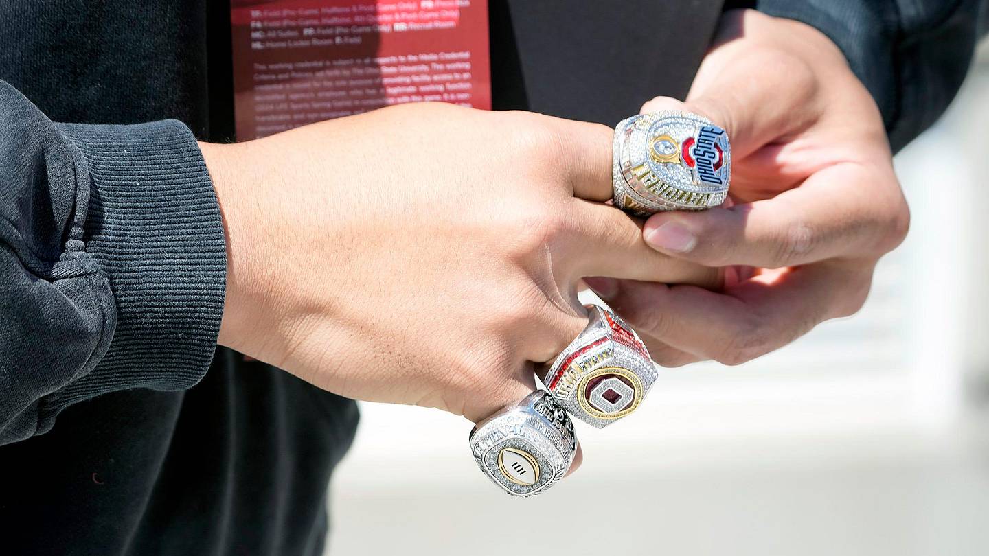 The Ohio State football team's national championship rings are massive