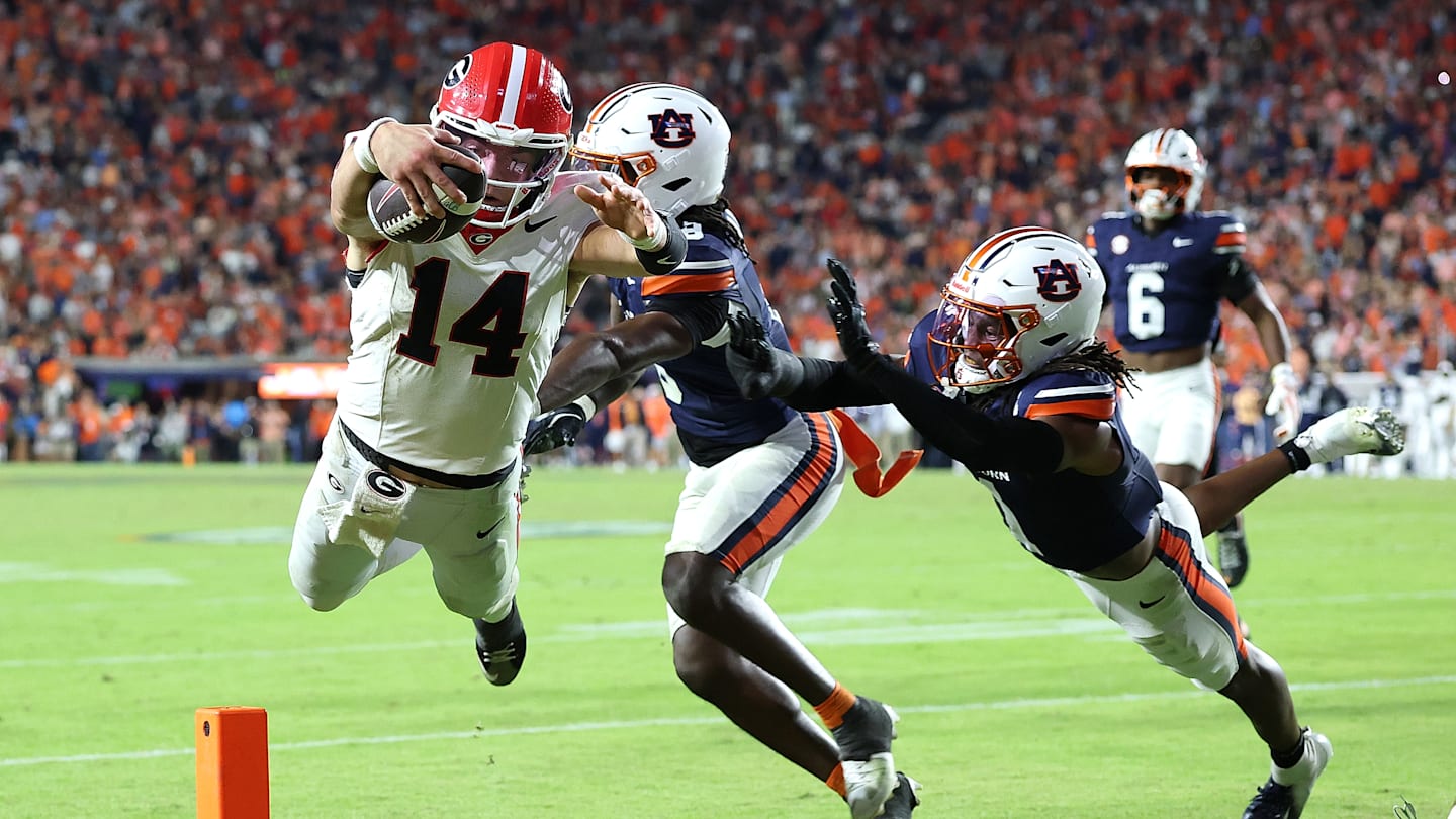 Kirby Smart uses one word to describe Gunner Stockton's performance vs Auburn