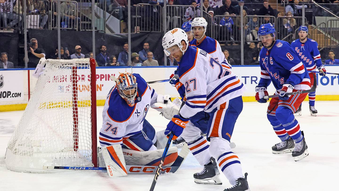 Stuart Skinner shuts out the Rangers and his detractors in Oilers' 2-0 win