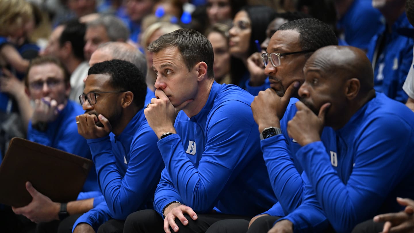 Duke basketball head coach Jon Scheyer gives praise to Jai Lucas amid ...