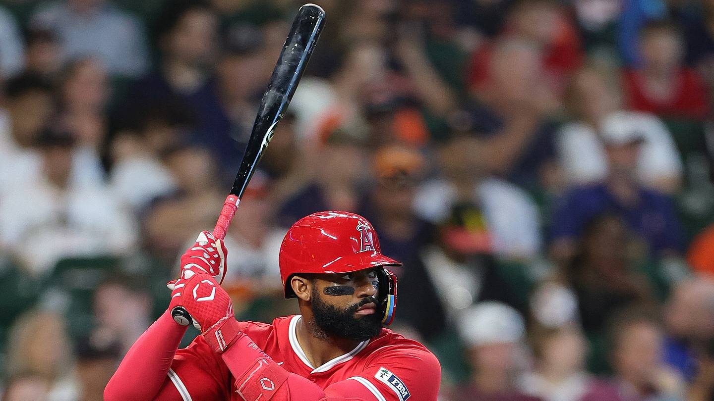 The now famous torpedo bats have made their way to the Angels clubhouse