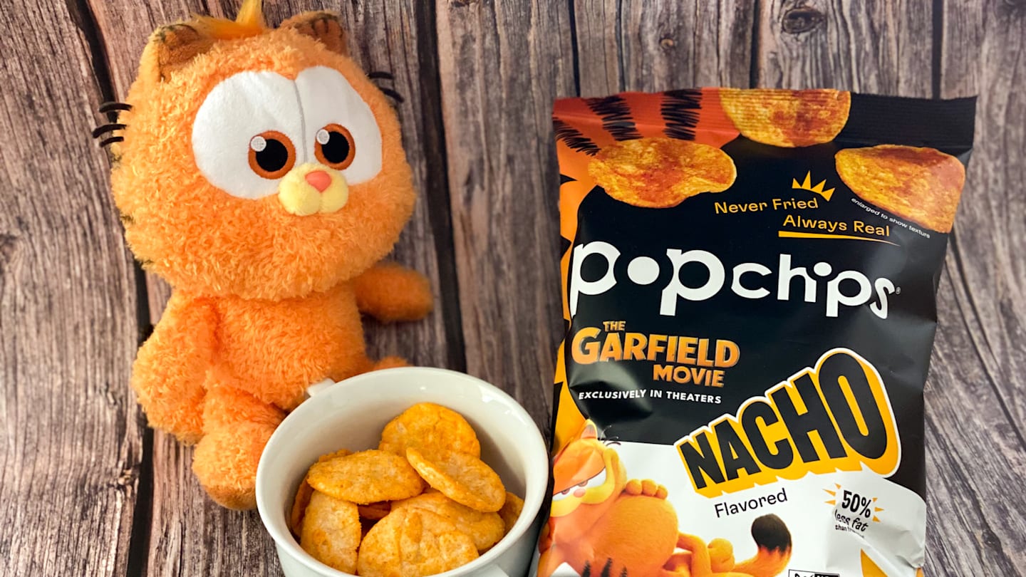Popchips Nacho gets a paws up approval from Garfield