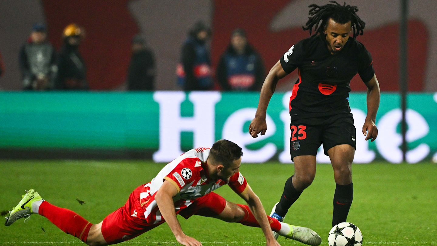 Jules Kounde’s attacking prowess was on full display in Barcelona’s dismantling of Red Star Belgarde